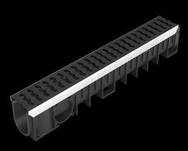 Caniveau avec grille et corniere acier galvanise - long. 1m x larg ...